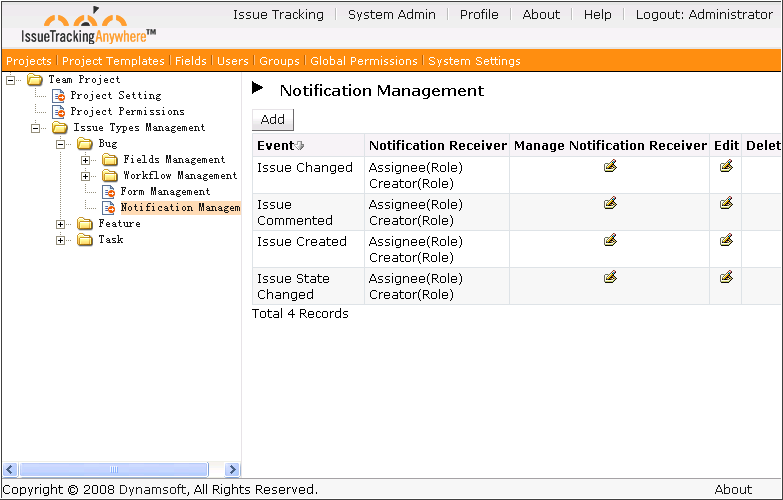 Notification - Web-Based Issue/Bug Tracking System